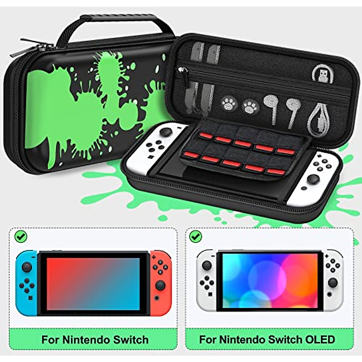 Switch Case Compatible with Nintendo Switch OLED and Nintendo Switch, Switch OLED Case - Portable Hard Shell Travel Switch Carrying Case for Switch OLED Console, Switch Case for Switch Accessories