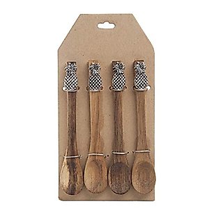 Beachcombers Set of 4 Wood Spoon Pineapple Multi
