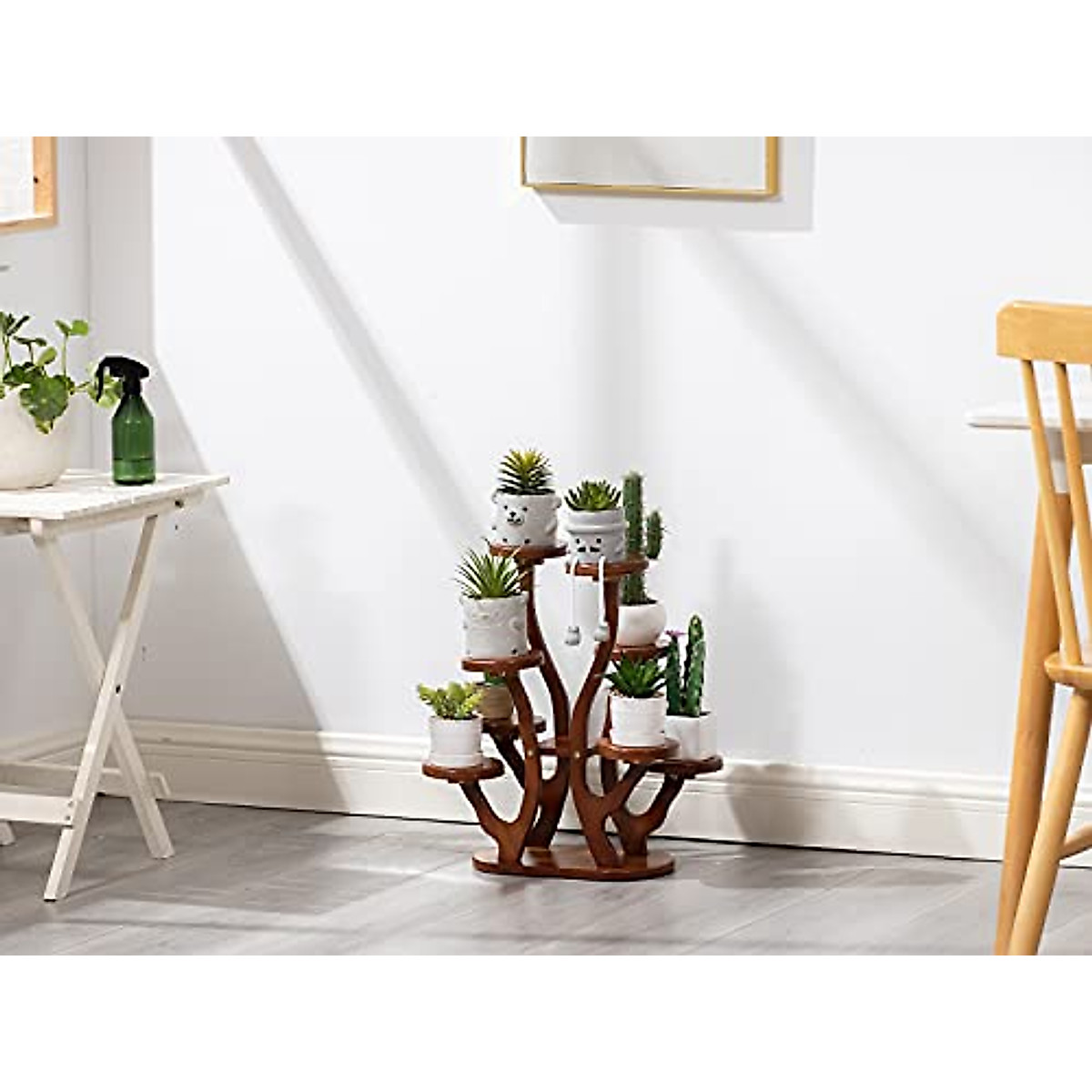 Bamboo 8 Pottred Plant Stand Rack Plant Stand Indoor 4-Tier wrought iron Plant Stand Green Indoor Plant Stand Use Office Home Decor By Plant Stand Indoor bamboo plant stands for indoor plants multiple