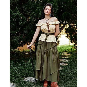 Scarlet Darkness Renaissance Pirate Leather Ring Belt Goth Retro Belt Green