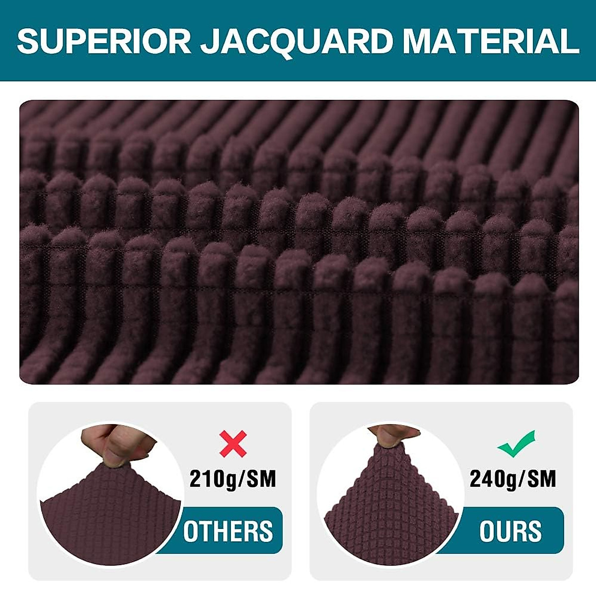 Turquoize Stretch Armrest Covers for Chairs and Sofas Couch Arm Covers for Sofa Spandex Jacquard Armrest Covers Anti-Slip Furniture Protector Washable Armchair Slipcovers for Recliner Set of 2, Brown