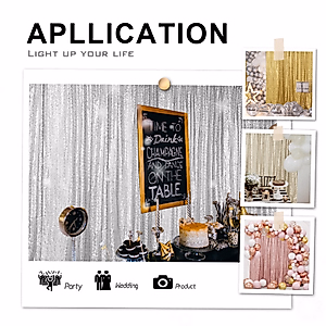 Hahuho Gold Sequin Backdrop Curtain, 4PCS 2FTx8FT Glitter Backdrop Curtain for Parties, Christmas, Wedding, Party Decoration（4 Panels, 2FT x 8FT, Gold