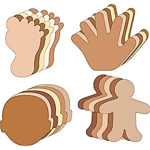 5.5” Multicultural Body Parts Large Creative Cut-Out Set, with Face, Person, Foot, Hand, 31 Cut-Outs per Design in a Pack for Classroom Décor, All About Me Activities, and Craft Activities for Kids