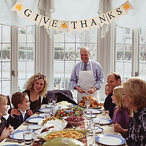 Lulu Home Fall Festive Banner, 6.6 FT Burlap Give Thanks Banner, Harvest Banner Decorations, Fall Party Decor Autumn Sign