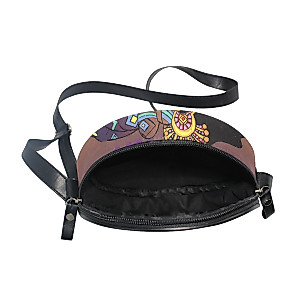 ALAZA Ethnic Silhouette African Woman Round Crossbody Bag Canvas Messenger Purse