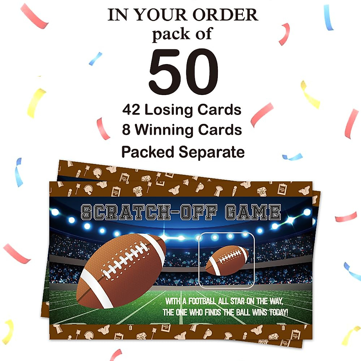 Haizct 50 Pack Football Theme Scratch Off Game, Rugby Football Scratch Card for Baby Shower Birthday Party Lottery Game Group Games, Gifts for Football Lovers, Baby Shower Idea
