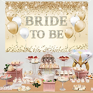 Trgowaul Bachelorette Party Decorations for Women, Gold Bride to Be Banner, Bridal Shower Tiara, Bride to Be Sash&Veil, Bride to Be Cake Topper Bridal Shower Party Decorations Set