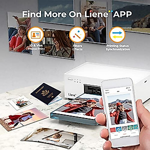 Liene 4x6'' Photo Printer, Photo Printer (100 Sheets), Full-Color Photo, Portable Instant Photo Printer for iPhone, Thermal Dye Sublimation, Wi-Fi Picture Printer w/ 100 Sheets Paper & 3 Cartridges