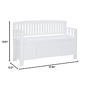 Linon White Bench Cynthia Flip-Top Lid and Hidden Storage Space