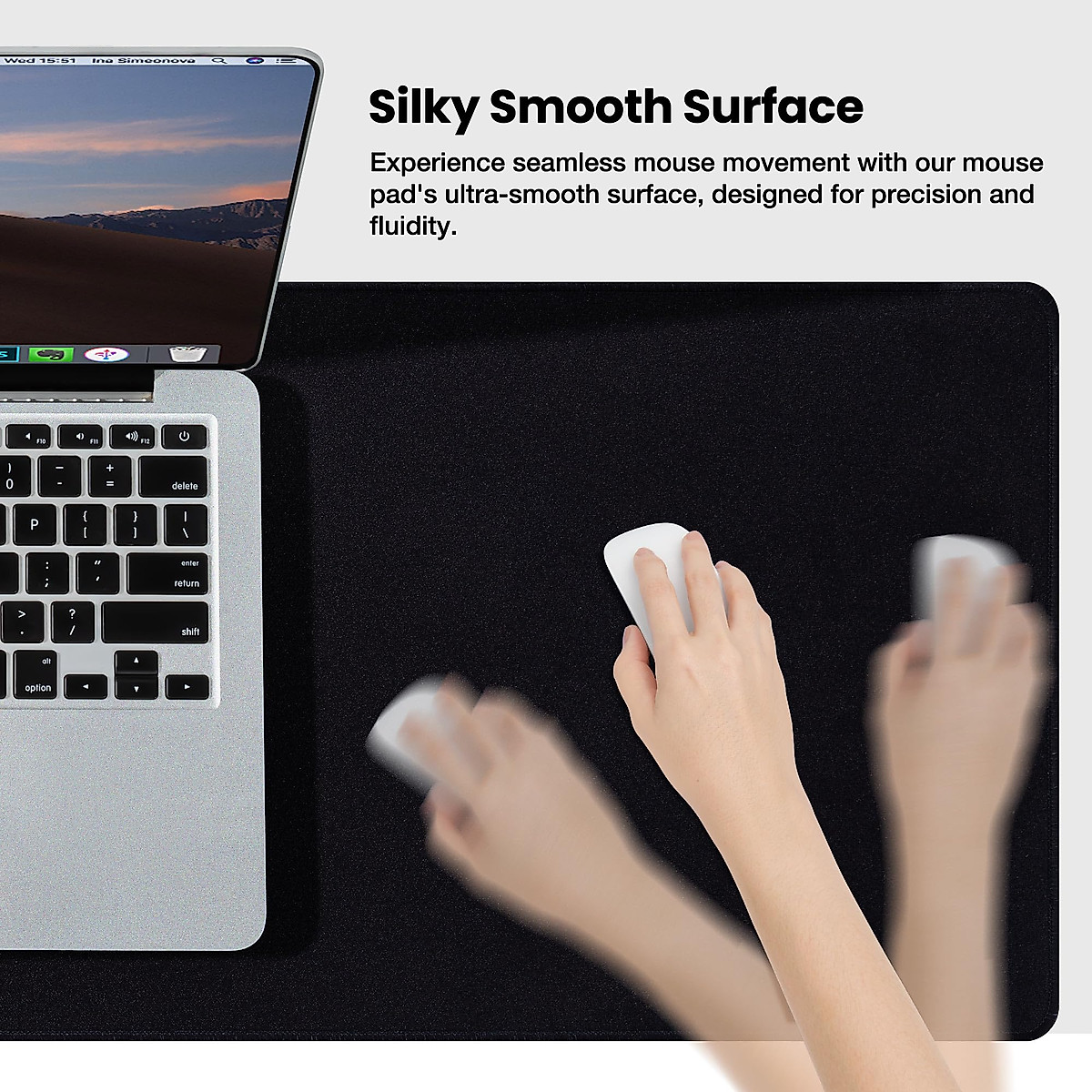 ALOANES Large Gaming Mouse Pad with Non-Slip Rubber Base,Stitched Edge,Desk mat for Laptop,Computer & PC, Wristing Pad for Gamer,Office & Home,Classic Black XL