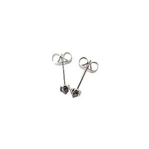 HONEYCAT Tiny Iron Ore Point Solitaire Studs | Minimalist, Delicate Jewelry (Silver)