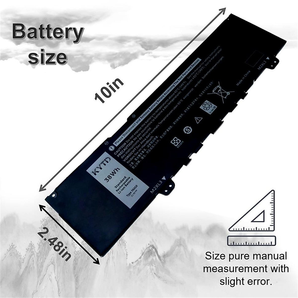 KYTD F62G0 Battery for Dell inspiron 13 5370 7370 i7373 7373 7380 7386 2-in-1 Vostro 5370 P83G P83G001 P87G P87G001 P83G002 P91G Series F62GO RPJC3 39DY5 11.4V 38Wh