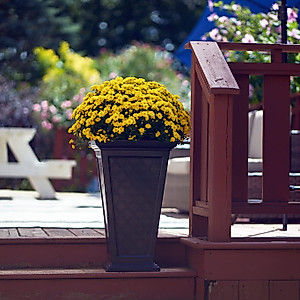 FCMP Outdoor Casablanca Self-Watering Planter (2-Pack) – Set of 2 Large Planters for Porch, Patio, Outdoor/Indoor (MOD-CP3000-BLK-2) Black (24-inch Tall)