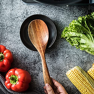 Spoon Rest Spoon Holder For Stove Top Ceramic Stove Spoon Holder For Kitchen Counter Spatula Holder Utensil Rest, Dark Black