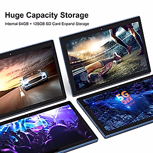 Tablets 10 Inch Android Tablet, 5G WiFi Tablet Octa-Core Processor, 4GB RAM 64GB ROM, Expandable to 128GB Storage, 13.0 MP Rear Camera, IPS HD Touchscreen Display, 6000mAh Battery, Bluetooth (Blue)
