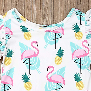 2Pcs/Set Fashion Toddler Kids Baby Girl Boy Summer Outfits Sleeveless Tassel T-Shirt Top+Floral Shorts Clothes Set 6M-5T (Flamingo, 4-5 Years)