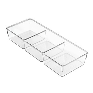 iDesign Linus Plastic Dresser and Vanity Organizer, Storage Bin for Bathroom, Bedroom, Office, Craft Room, Fridge, Freezer, Pantry, 12" x 5" x 3", Clear