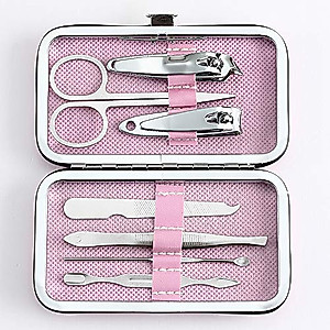 YWQ 3 Pack 7Pcs Manicure Set,Cute and Surprisingly Sturdy Stainless Steel Nail Clipper Set with case, Great Gifts Personal Pedicure Kit for Women Men Girls Travel, Pink Blue Green