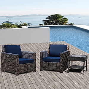 JMKaixin Outdoor Seat/Back Deep Chair Cushion Set for Patio Furniture - Lounge Chair Cushions with Zipper - Water-Resistant Patio Chair Cushions 22x22