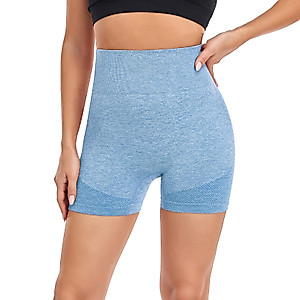 sicoozoe Women's 3 Piece Butt Lifting Shorts High Waist Tummy Control Yoga Shorts Seamless Ruched Booty Workout Shorts