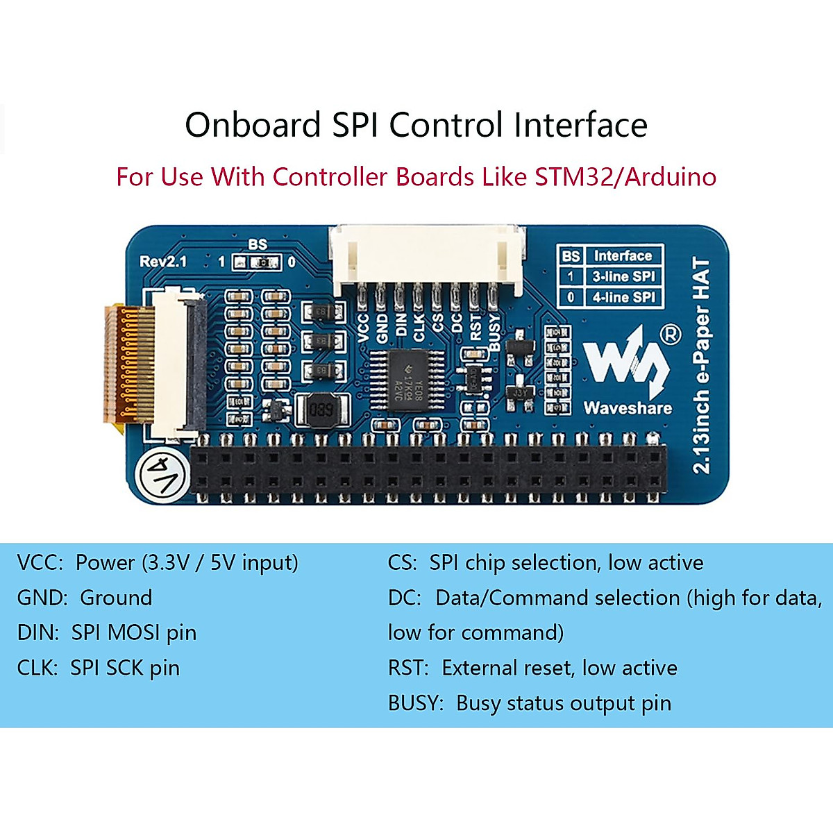 2.13inch e-Paper HAT for Raspberry Pi 4B/3B+/3B/2B/Zero/Zero W/ Zero2W/WH/forArdui/Jetson Nano/STM32, 250x122 Pixel White Black Red Three-Color E-Ink Display Screen, SPI Interface Full Refresh