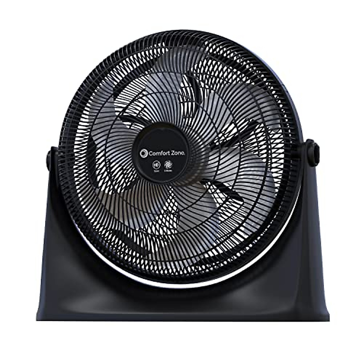 Comfort Zone CZHV201BS 20” PowrCurve Wall-Mountable High Velocity 3-Speed Floor Fan with 180-Degree Adjustable Tilt, Black
