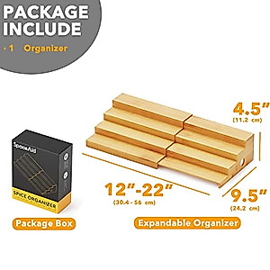 SpaceAid 4 Tier Bamboo Spice Rack Organizer for Cabinet, Kitchen Pantry Spices Storage Rack for Cabinets Organization, Home Seasoning Tiered Can Goods Racks Wood Shelf Organizers (4 Tier, Natural)