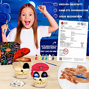 FUNZBO Paint Your Own Lamp, Art & Craft Supplies Skull Painting Kits, Arts and Crafts for Kid Teen Adult, DIY Night Light Toys Christmas Gift for Toddler Girl Boy Age 3 4 5 6 7 8 9 10 11 12 13