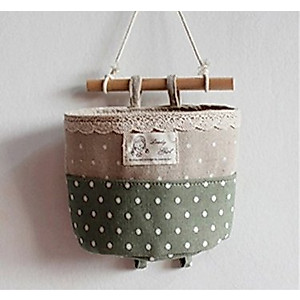 FANTASIEN 3 Pack Linen Hanging Storage Basket Organizer, Toy Storage Cage,Wall Door Closet Hanging Storage Bag Organizer,Wall Mount/Over The Door Magazine Storage Pockets