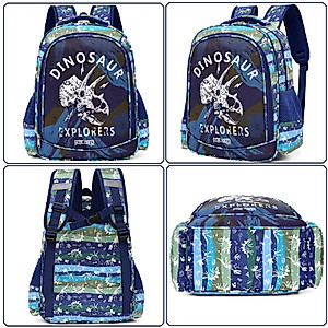 Dorlubel Backpack for Boys Lightweight Dinosaur School Backpack with Insulated Lunch Tote Preschool Kindergarten Elementary Book Bag Set With Chest Strap(Dinosaur Explorer)