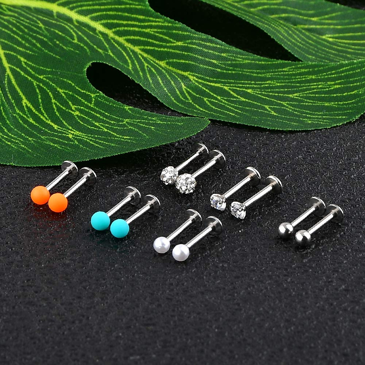 AVYRING 16g Lip Rings Labret Studs Medusa Piercing Ring Surgical Steel Forwards Helix Conch Rook Snug Orbital Earrings 18pcs 8mm