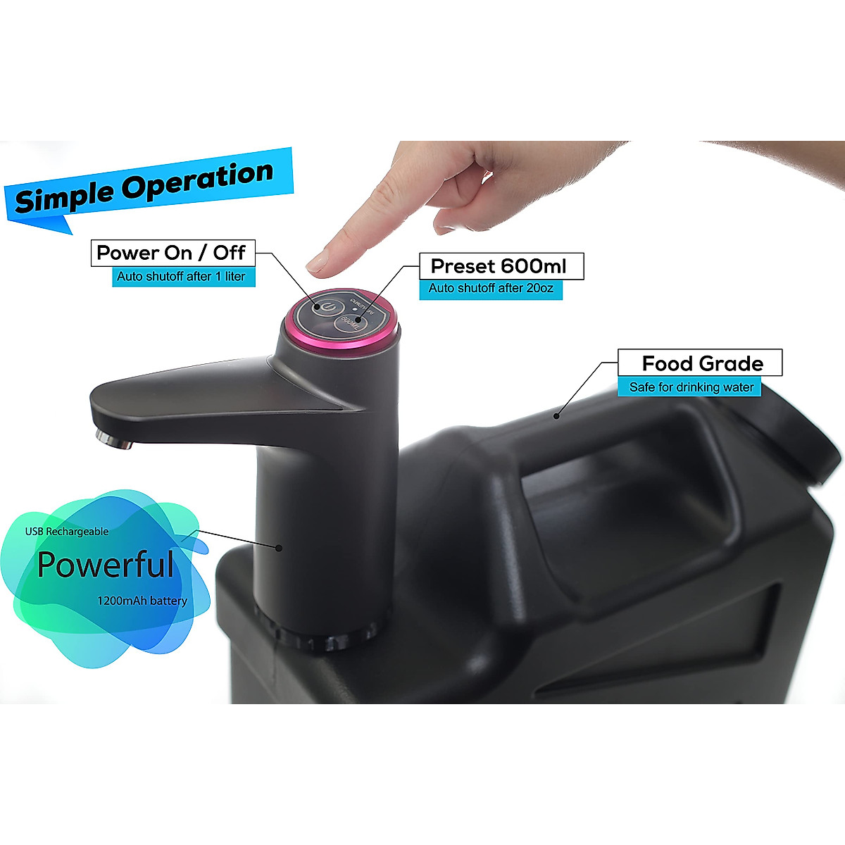 Portable 3 Gallon Water Tank with USB Rechargeable Water Pump Faucet, Food Grade Materials, Great for Camping, Overlanding, Sports, Emergencies, Sports, and More