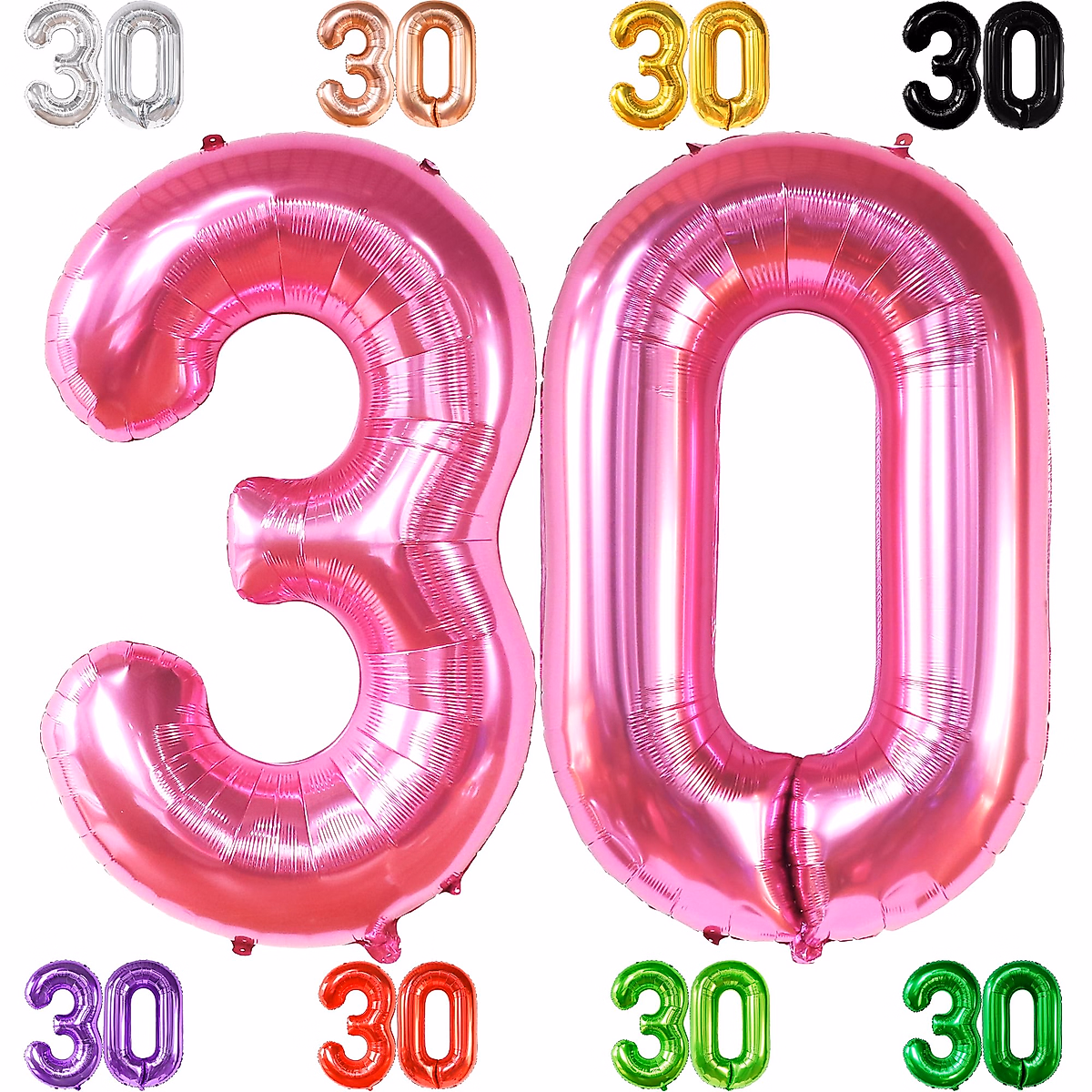 KatchOn, Hot Pink 30 Balloon Numbers - 40 Inch | Pink 30 Balloons, Pink 30th Birthday Balloons, 30th Birthday Decorations For Her | Number 30 Balloons for Hot Pink 30th Birthday Decorations for Women