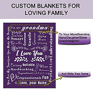 SIMIEEK Custom Blanket for Grandma Personalized to My Grandma from Grandkids Letter Throw Blanket for Couch Bed Sofa, Mothers Day Birthday Gifts