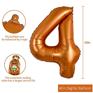 TONIFUL 40 Inch Orange Large Numbers Balloon 0-9 Birthday Party Decorations,Big Number 4 Foil Balloon Digital 4 for Birthday Party,Wedding, Bridal Shower,Engagement,Graduations,Anniversary,Baby Shower