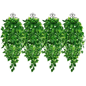 Ouddy 4Pcs Artificial Hanging Plants 3.6ft Fake Ivy Vines, Fake Hanging Plants Artificial Plants for Kitchen Garden Wedding Indoor Outdoor Decoration