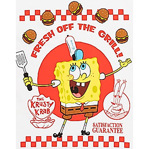 SpongeBob SquarePants Mens Pajama Set | Adults Short Sleeve T-Shirt & Shorts PJs | Krusty Krab Burger Loungewear | 90s Gift White