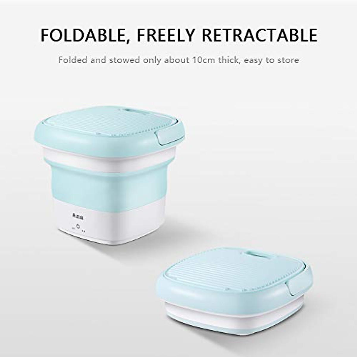 ZKU 2020 Upgraded Portable Washing Machine, Folding Automatic Laundry Machine, Turbine Washer, USB Cable, Low Noise, Mini Washing Machine for Camping, Dorms，Apartments， Business Trip - Blue