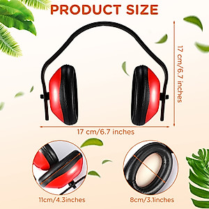 Maitys 6 Pcs Soundproof Earmuffs Hearing Protection Headphones Adjustable Padded Defender Noise Reduction Earplug for Kids (Red)