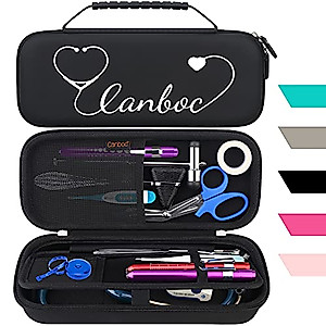Canboc Stethoscope Case, Large Stethoscope Holder with ID Slot, Compatible with 3M Littmann Classic III, Lightweight II S.E., Cardiology IV Stethoscope, Mesh Bag fit Pen Light, Black+Black