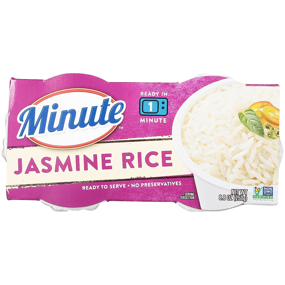 Microwaveable Jasmine Rice Bundle 8.8 Oz 2-Pack of Minute Jasmine Rice in Ready To Serve Cups and 3 My Outlet Mall Resealable Portable Storage Pouches