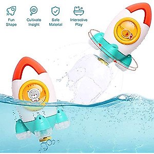 Baby Bath Toy, Spray Water Bathtub Toy, Space Rocket Fountain Shower Toys, Fun Bath Time Tub Toy,Gift for 18 Months,2,3 Year Olds Infants Toddlers Boys Girls Kids Children