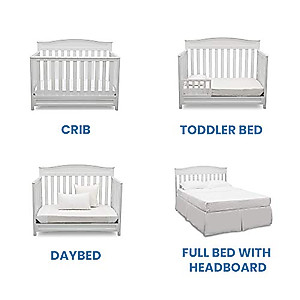 Delta Children Emery 4-in-1 Crib, White with Twinkle Stars Crib & Toddler Mattress