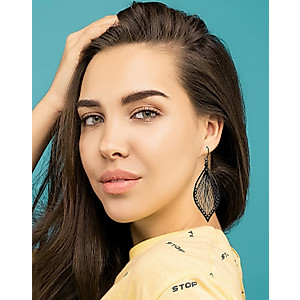 16 Pairs Drop Dangle earrings for Women Fashion Jewelry Dangly Wholesale Earrings Vintage Boho Bohemian Earrings Set(black)