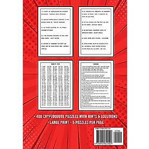 Cryptograms Puzzle Books for Adults: 400 Large Print Cryptoquotes / Cryptoquips Puzzles