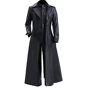 UGFashions Men's Protagonist Albert Wesker Evil Cosplay Costume Gaming Black Leather Trench Coat, Black - Resident Game Coat