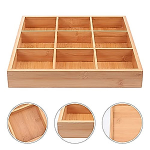 DOITOOL Divided Serving Tray Bamboo 9 Compartments Serving Platter Sushi Plate Candy Bowl for Home Restaurant