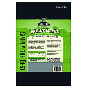 Redbarn All-Natural 3-5" Bully Bites Small Chew Sticks for Dogs & Puppies - Premium Grain-Free & Rawhide-Free Single Ingredient Dental Treat - 10 oz Bag