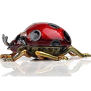 SEVENBEES Red Ladybug Figurines CollectiblesTrinket Box Hinged With Rich Enamel And Sparkling Rhinestones Jewelry Boxes Gift