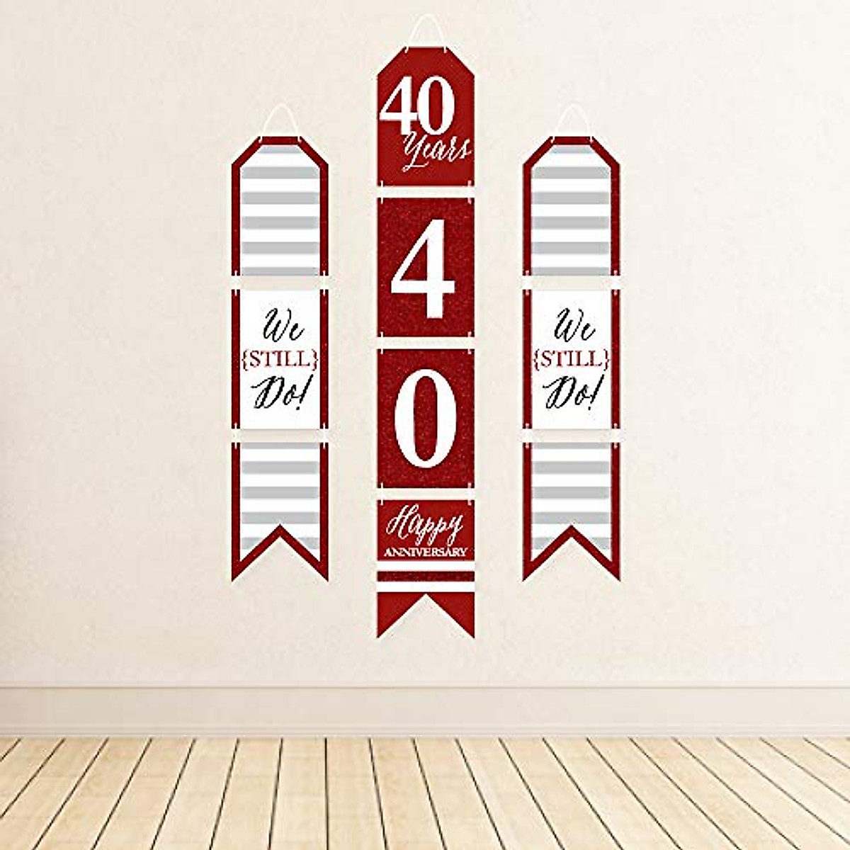 Big Dot of Happiness We Still Do - 40th Wedding Anniversary - Hanging Vertical Paper Door Banners - Anniversary Party Wall Decoration Kit - Indoor Door Decor